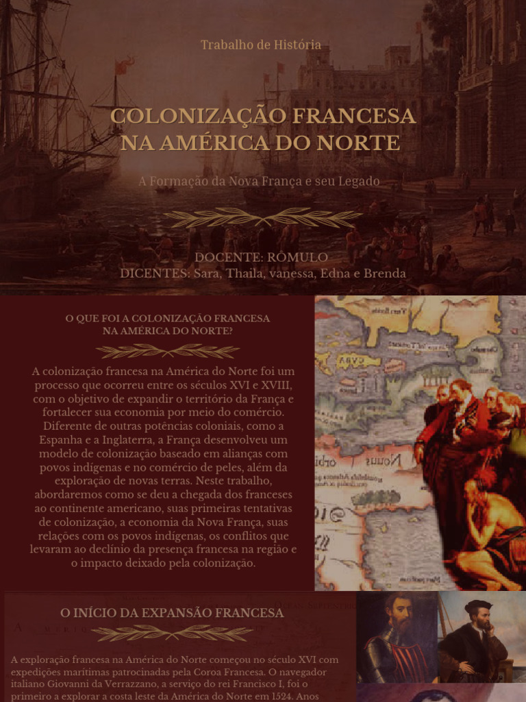 Colonização Francesa na América do Norte | PDF | Nova França | América ...