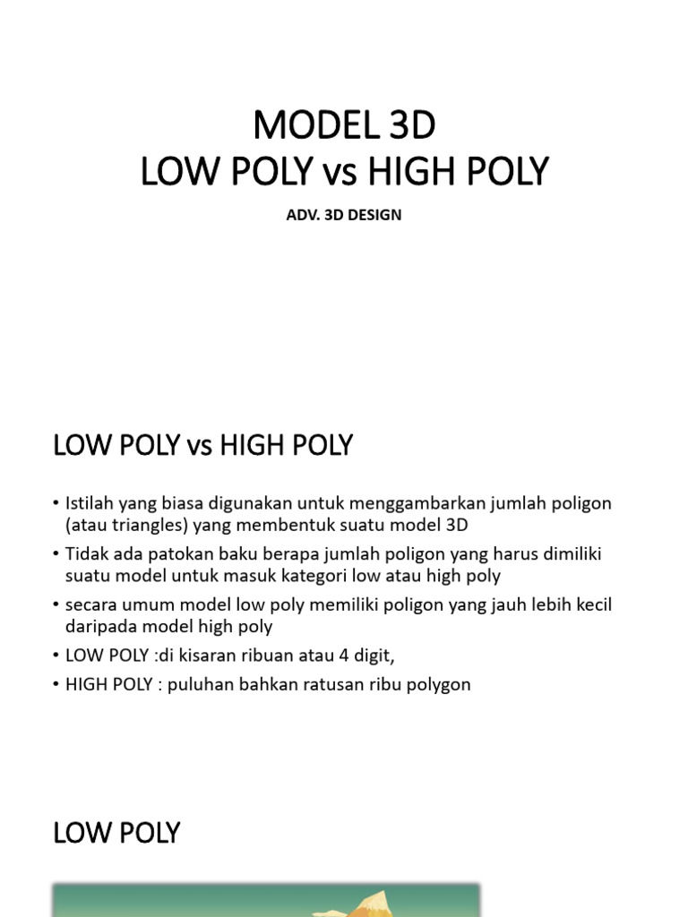 Low Poly Vs High Poly | PDF