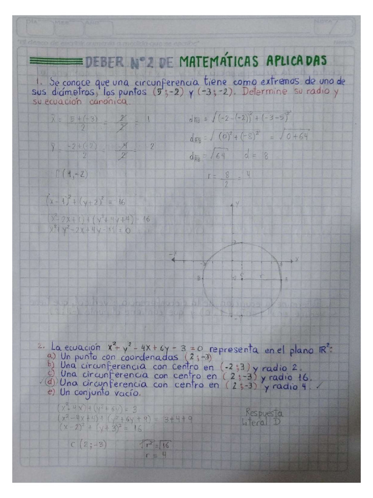 Deber N°2 (Figuras Cónicas) (Díaz González María Gabriela) | PDF