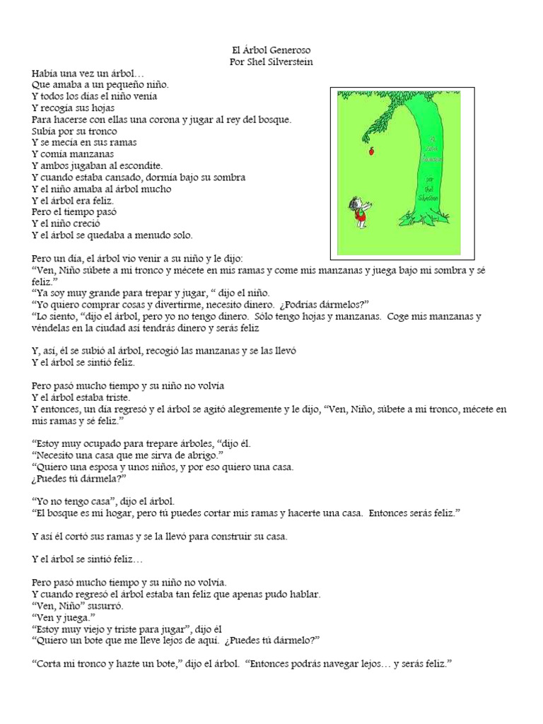 El Árbol Generoso: Amor y Sacrificio | PDF | Ocio