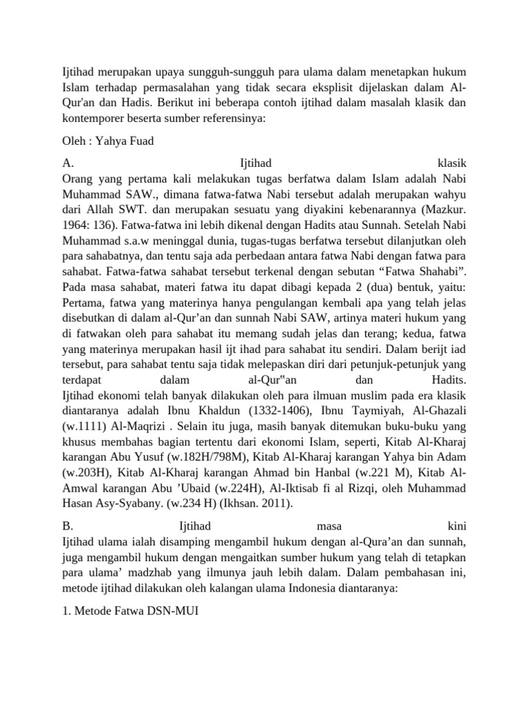 Contoh Ijtihad Klasik Dan Kontemporer | PDF