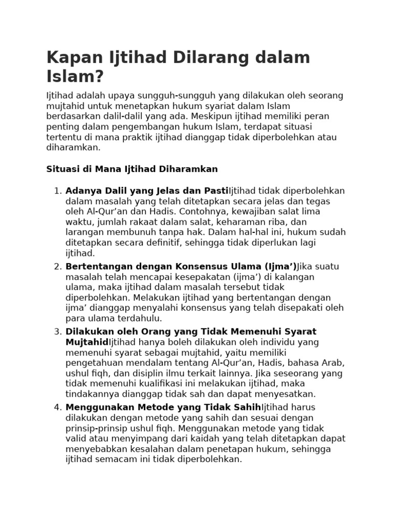 Kapan Ijtihad Dilarang Dalam Islam | PDF