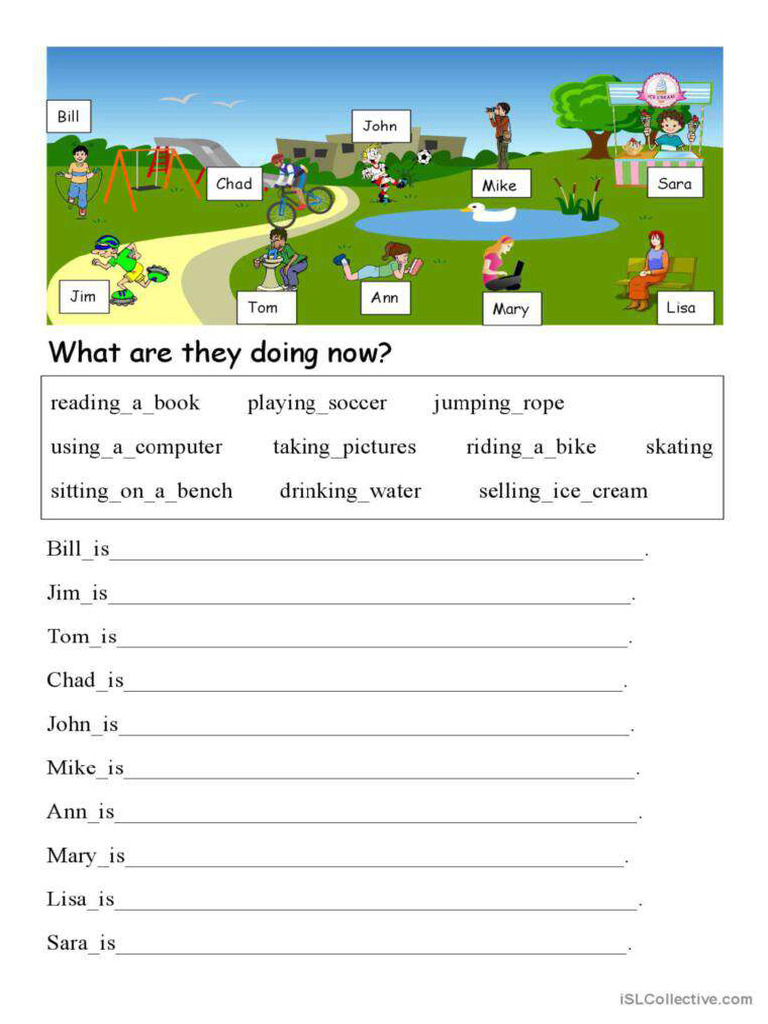 What Are They Doing Now Grammar Drills Oneonone Activities Picture ...