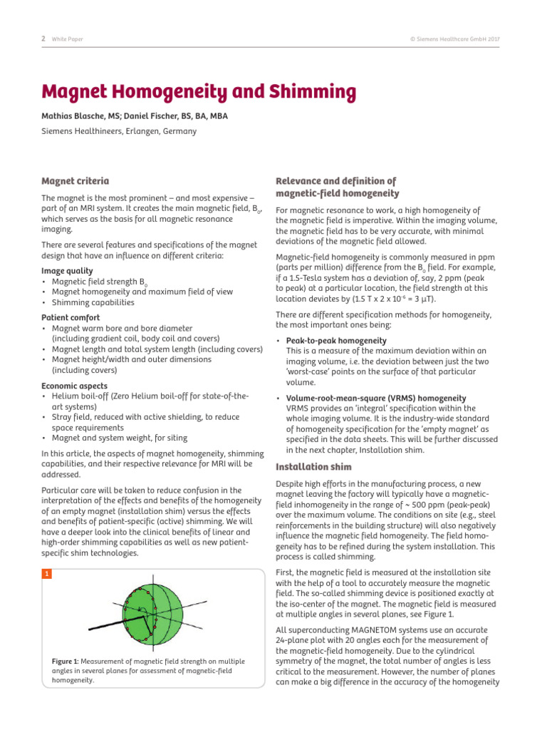 MRI Magnet Shimming and Homogeneity | PDF | Magnetic Resonance Imaging ...