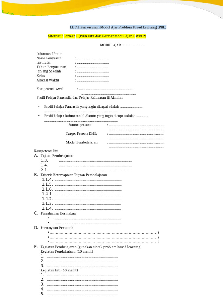 MODUL AJAR MODEL PBL | PDF