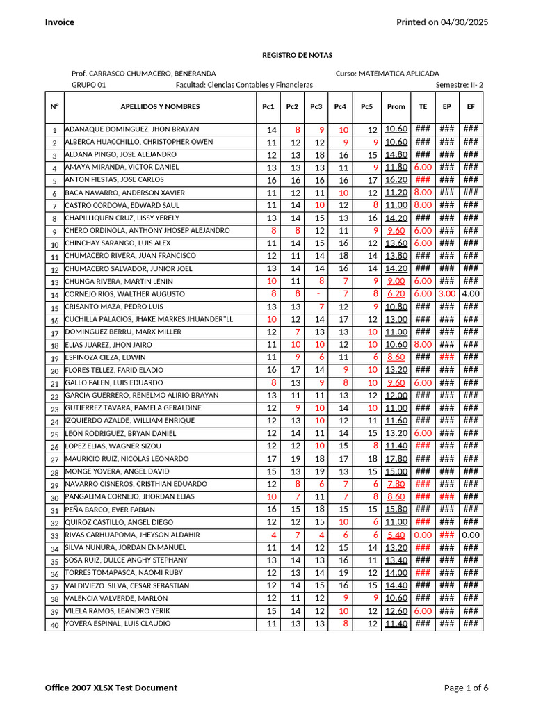 MATEMATICA APLICADA II - G04 - Notas | PDF