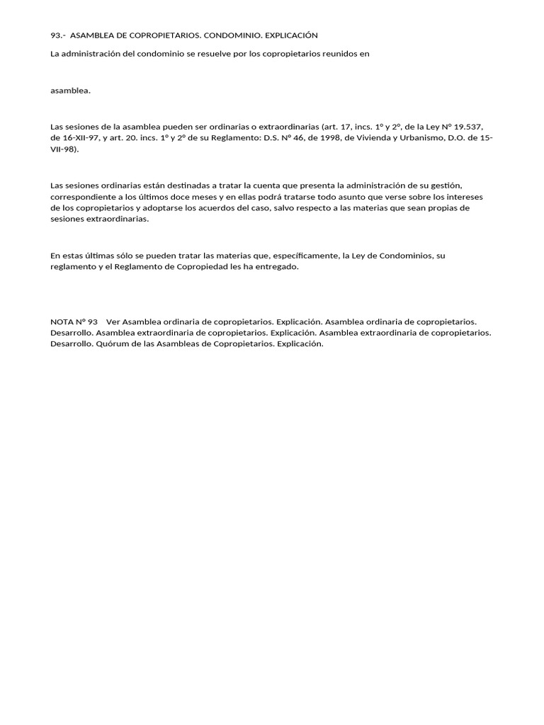 Asamblea de Copropietarios: Explicación | PDF