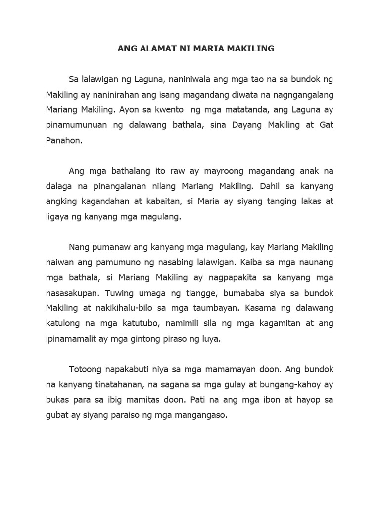 Ang Alamat Ni Maria Makiling | PDF