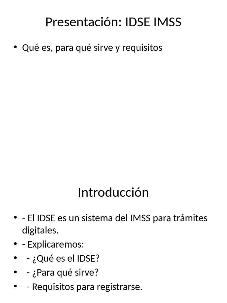IDSE IMSS: Registro y Requisitos | PDF