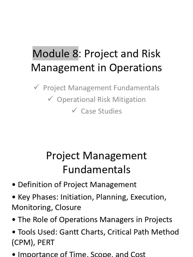 Module_8_Project_and_Risk_Management_with_Visuals-copy | PDF | Project Management | Business