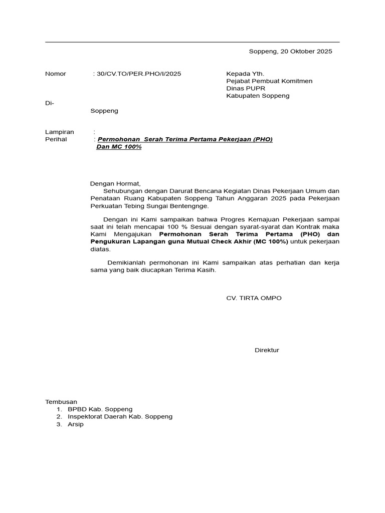 Contoh Surat PHO | PDF