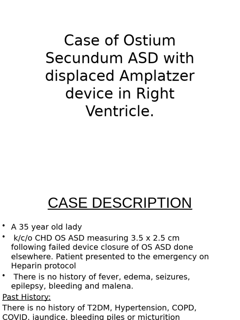 ASD Closure Surgery with Device Retrieval | PDF | Heart | Thorax (Human ...
