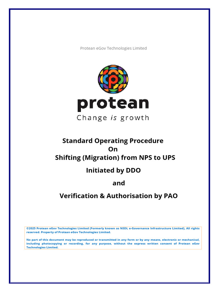 SOP - Shifting From NPS To UPS - Offline Process - DDO - PAO - Version ...