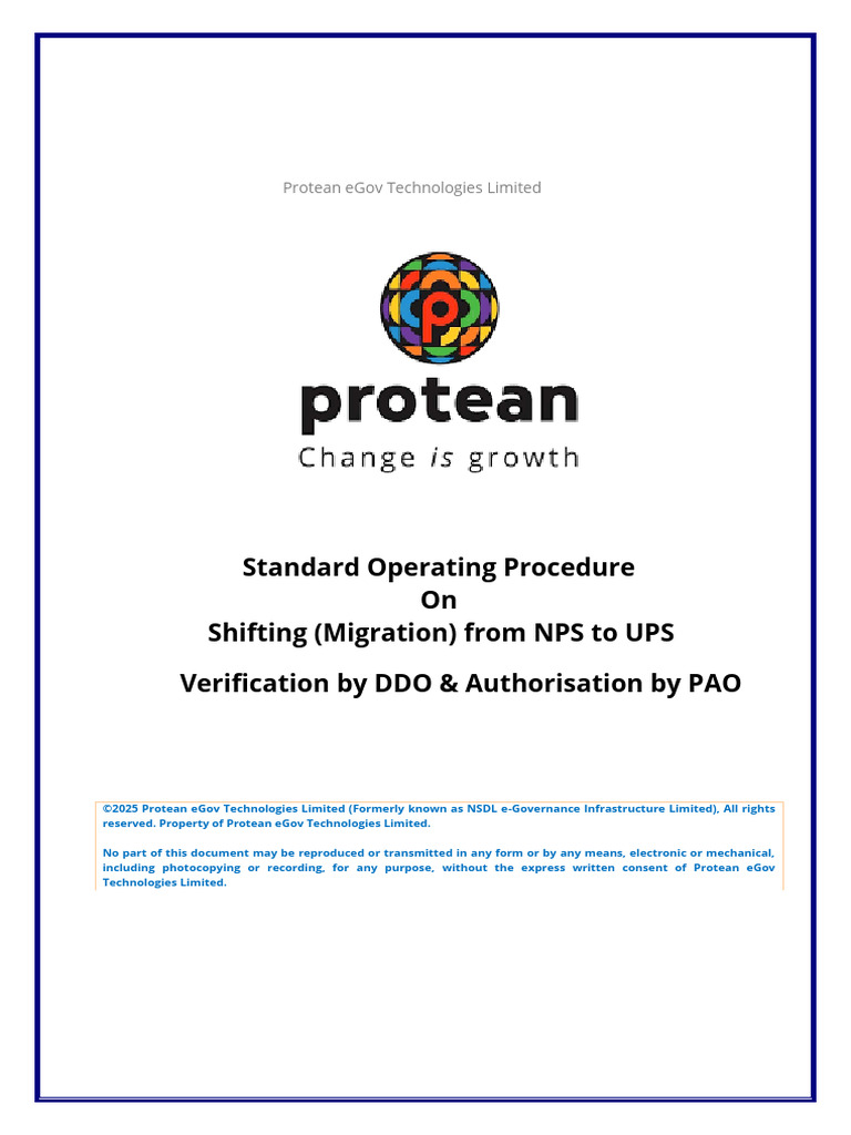 SOP - UPS - Nodal Office - For Shifting From NPS To UPS - Online - DDO - PAO Version 1.0 | PDF