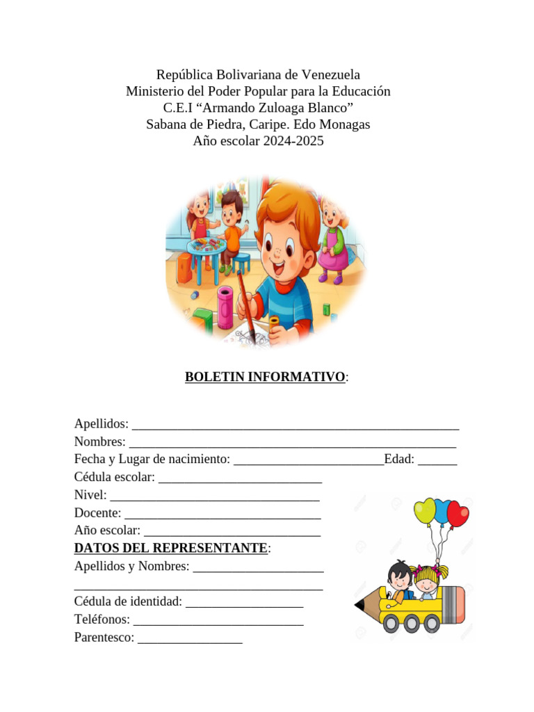 Boletin Preescolar | PDF