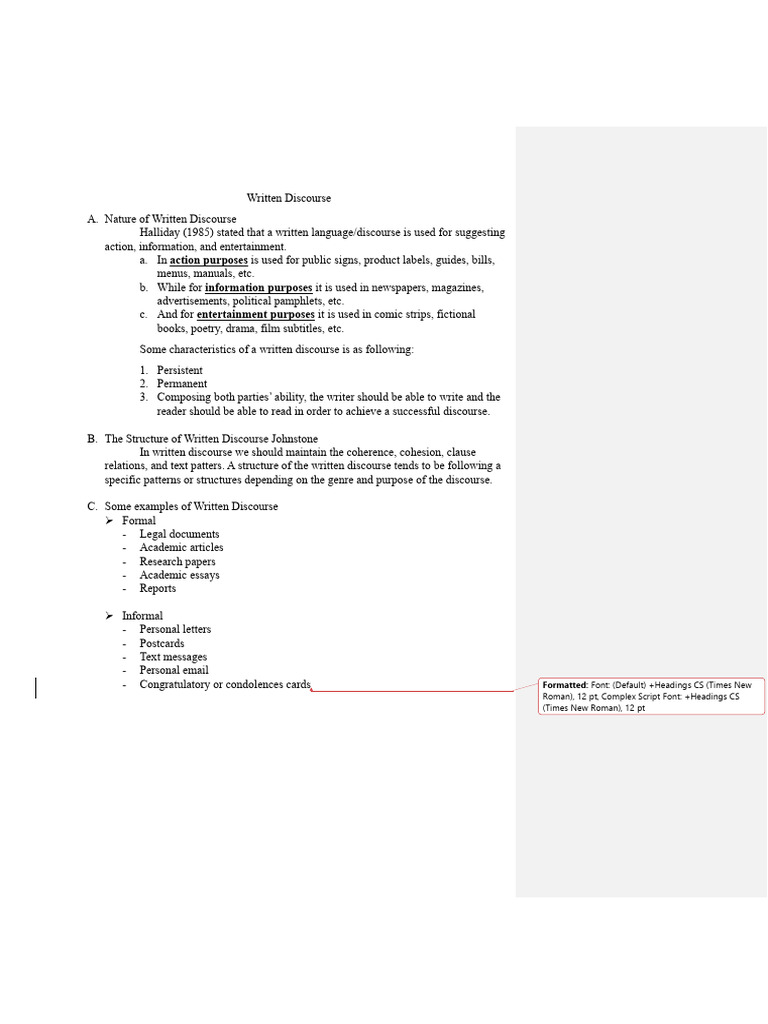 Written Discourse | PDF