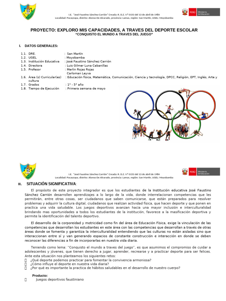 Proyecto Deportivo Escolar Faustiniano | PDF | Aprendizaje | Probabilidad