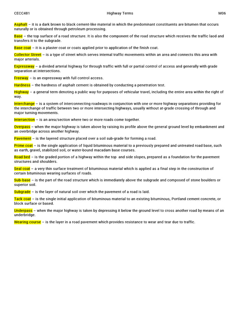 Terms F | PDF | Road | Road Surface