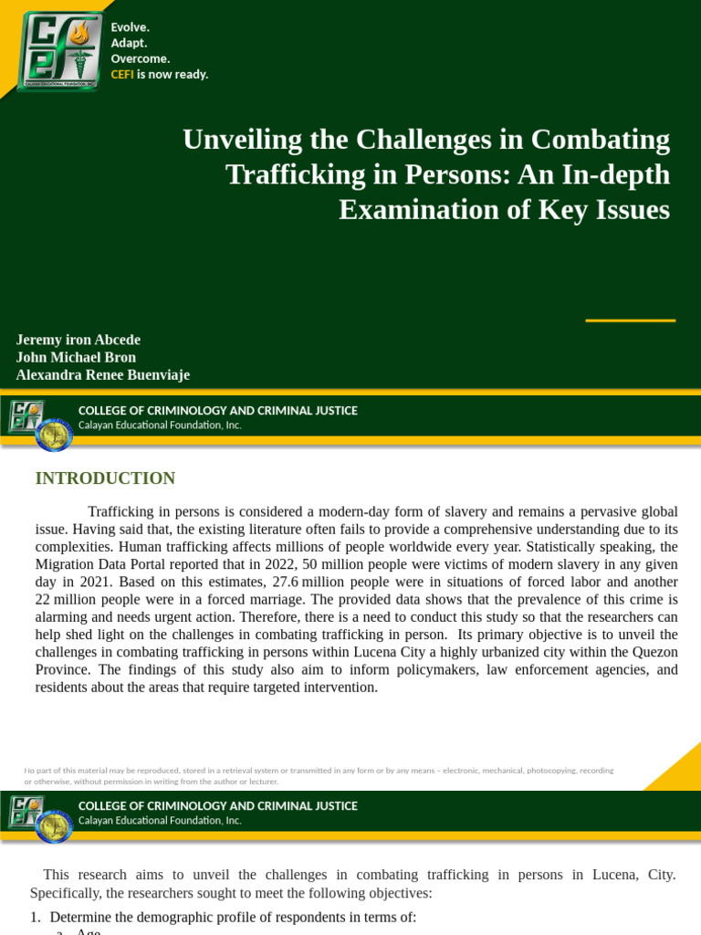 ABCEDE BRON BUENVIAJE Unveiling the Challenges in Combating Trafficking in Persons an in Depth ...