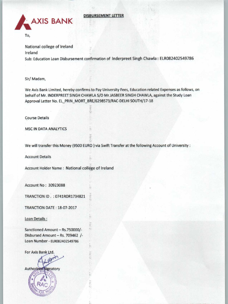 Disbursement Letter | PDF