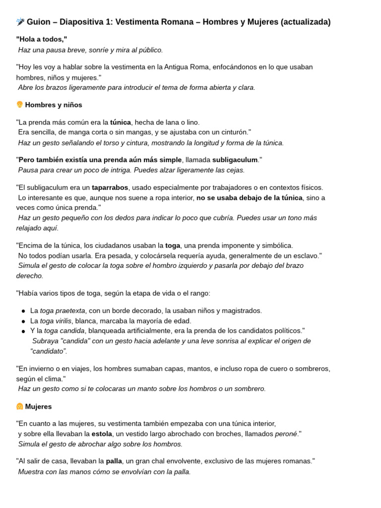 ? Guion para Exposición - Diapositiva 1 Vestimenta Romana - Hombres y ...