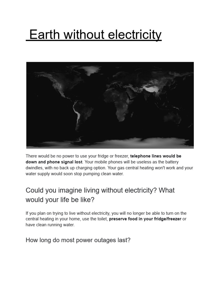 Earth Without Electricity | PDF