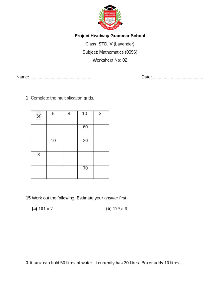 _STD.IV WS 02 | PDF