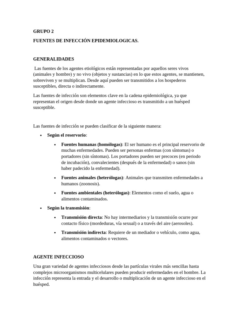 exposicion fuentes de infeccion | PDF | Infección | Virus
