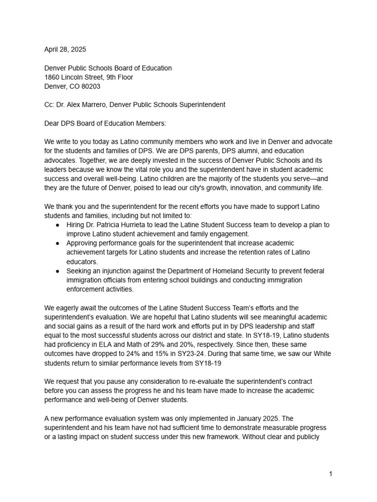 Denver Latino Community Members Letter | PDF | Hispanic And Latino ...