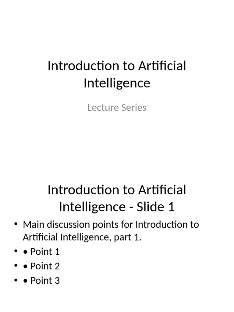 Introduction to AI Lecture Series | PDF