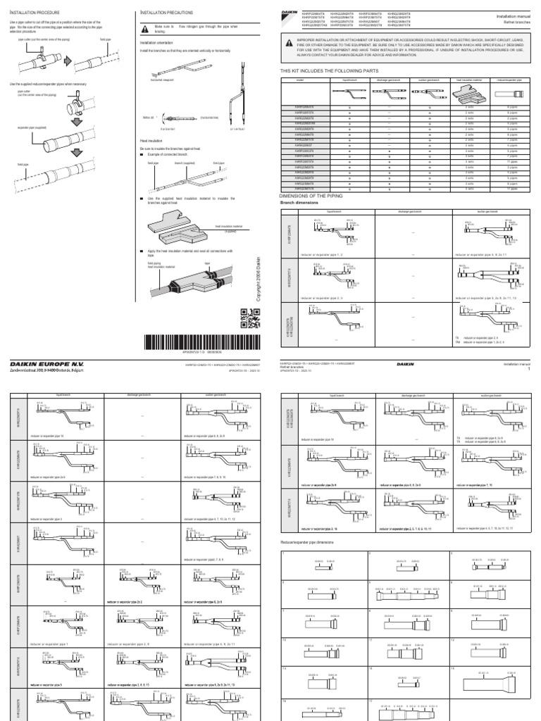 Installation Manual for Refnet Branches | PDF | Pipe (Fluid Conveyance ...