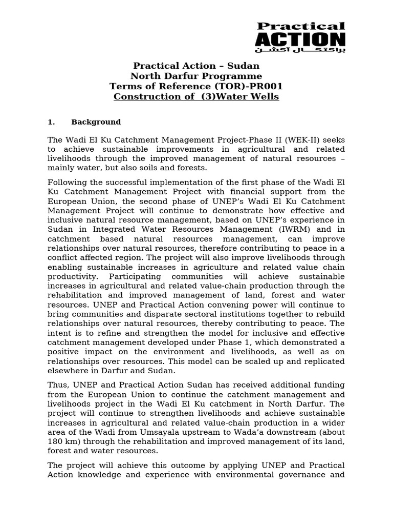 TOR-001 - BOQ - Construction of Water Wells | PDF | Natural Resource ...