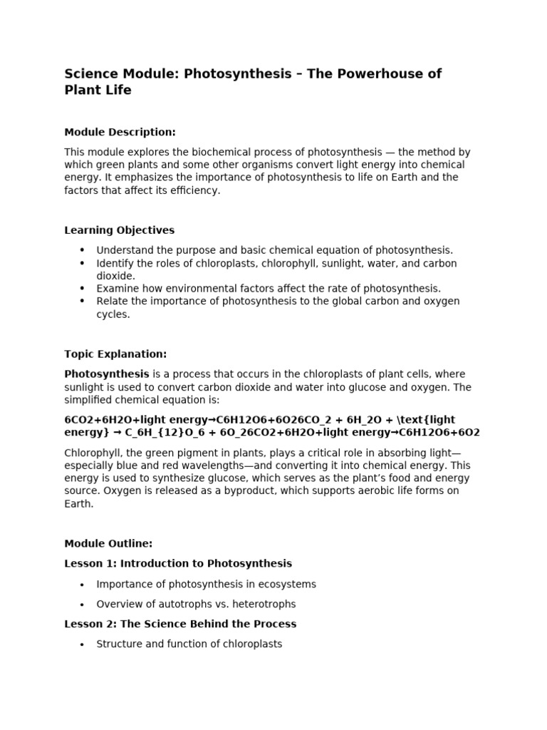 Photosynthesis - The Powerhouse of Plant Life | PDF | Photosynthesis ...