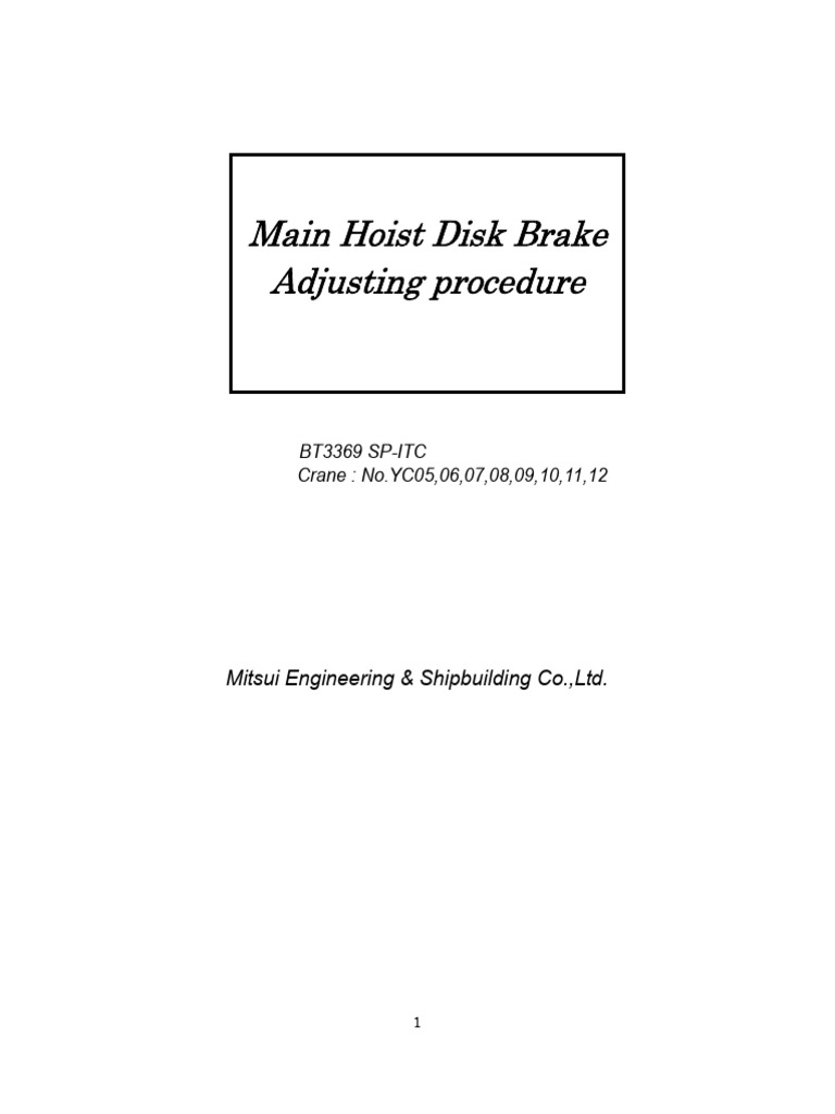 Main Hoist Brake Adjustment Guide | PDF | Nut (Hardware) | Brake