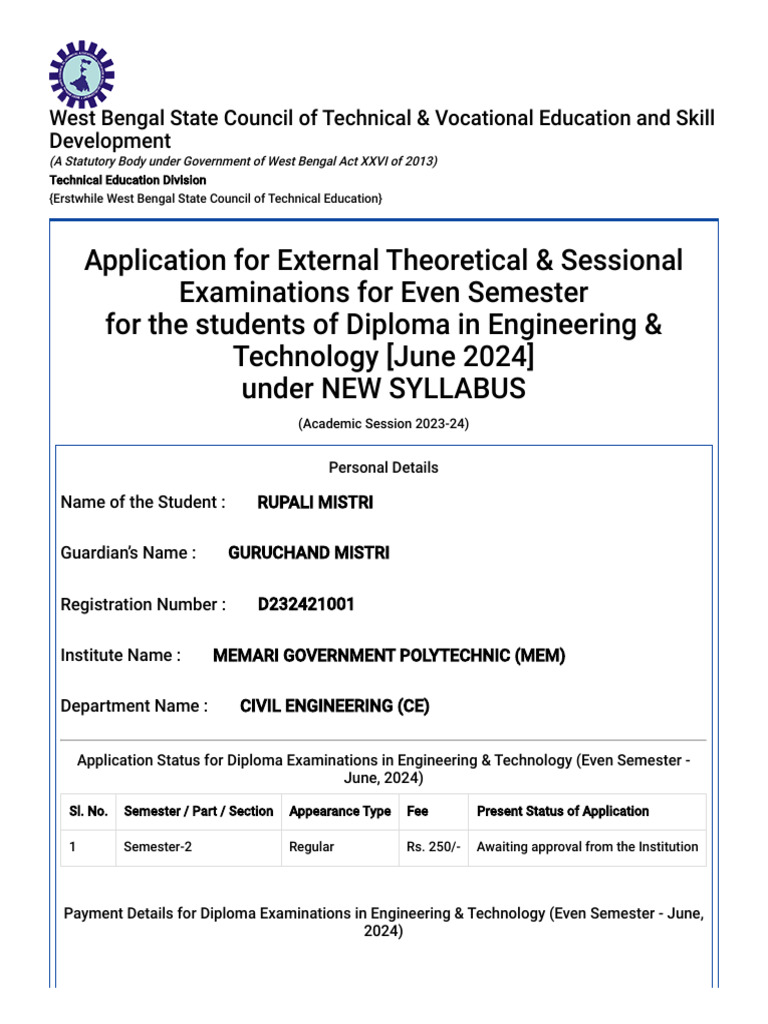 Rupali Mistri Exam | PDF