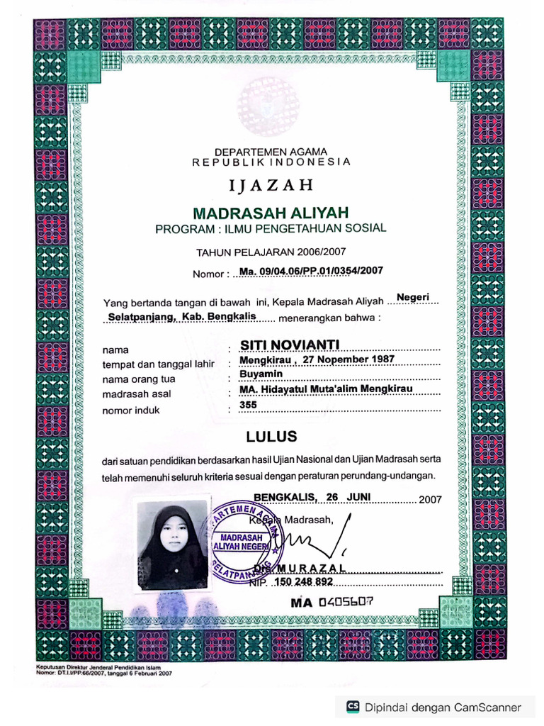 Ijazah MA Yanti | PDF