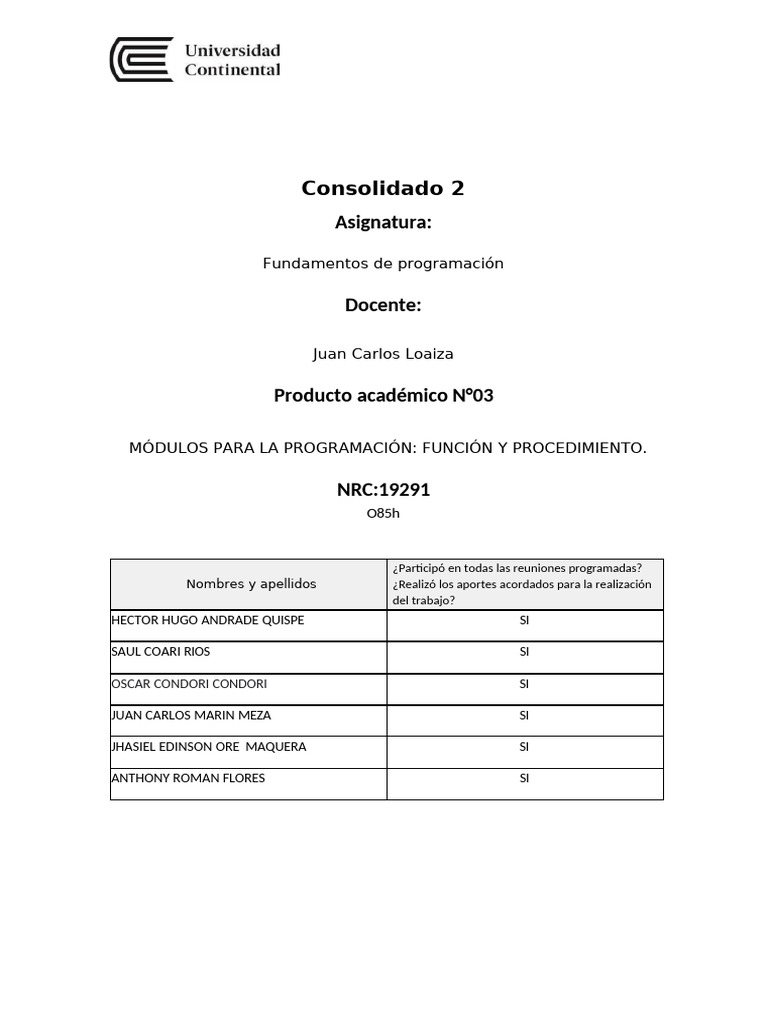 PA 03 Fundamentos Programacion Grupal... | PDF