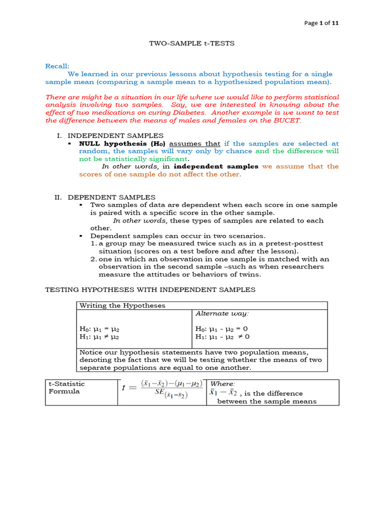 Inferential Statistics Lecture 6 | PDF | Student's T Test | P Value