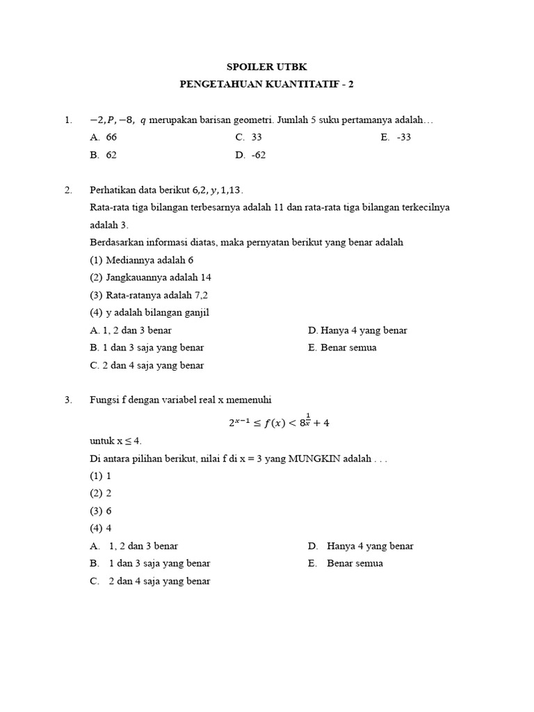 Spoiler Utbk PK 2 | PDF