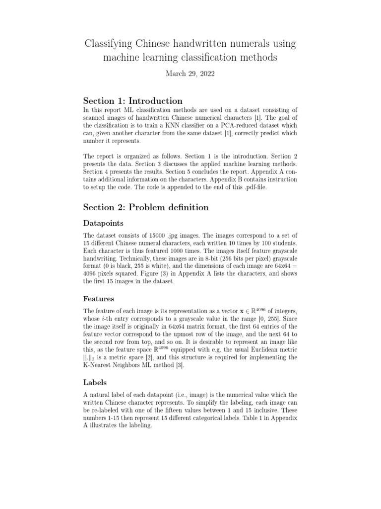 Classifying Chinese Handwritten Numerals Using Machine Learning ...