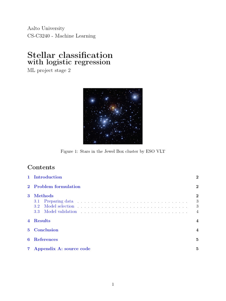 Stellar Classification With Logistic Regression | PDF | Stars | Logistic Regression