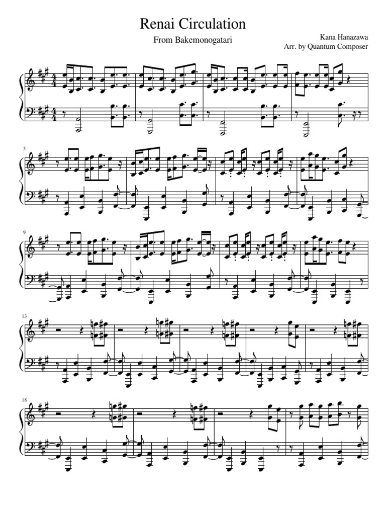 Renai Circulation Sheet Music Arr. | PDF