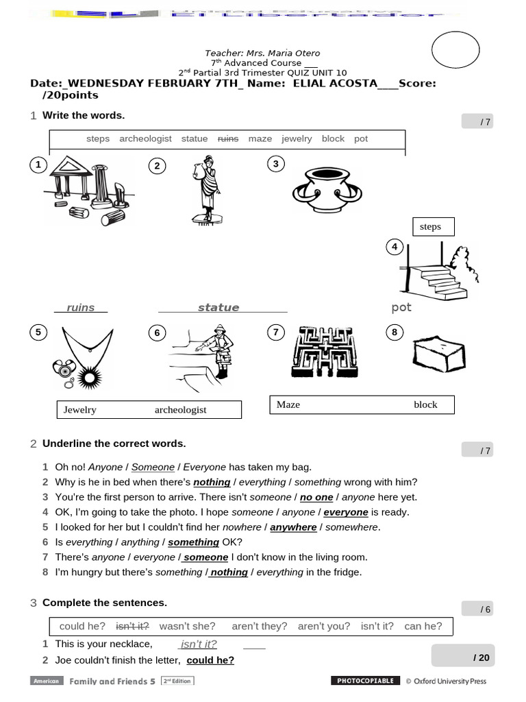 7th Grade Quiz: Unit 10 Review | PDF
