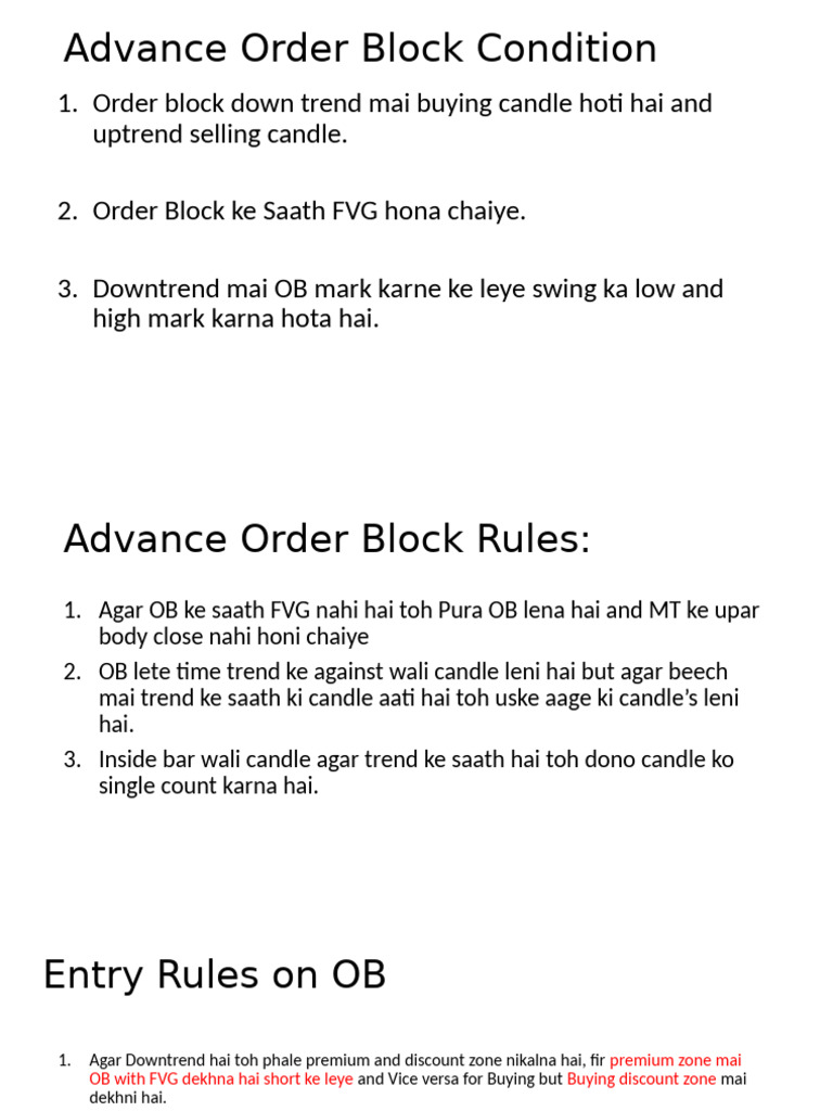 Advance Order Block Condition | PDF | Money | Financial Economics