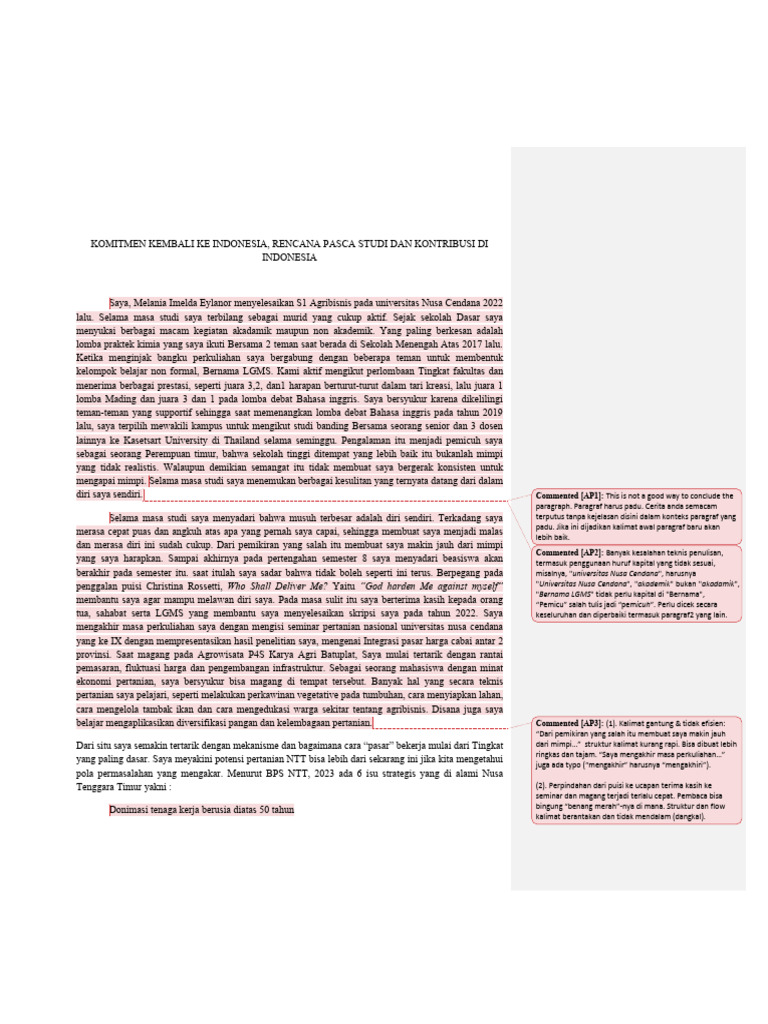 Melania Imelda Eylanor - Komitmen Untuk Indonesia | PDF