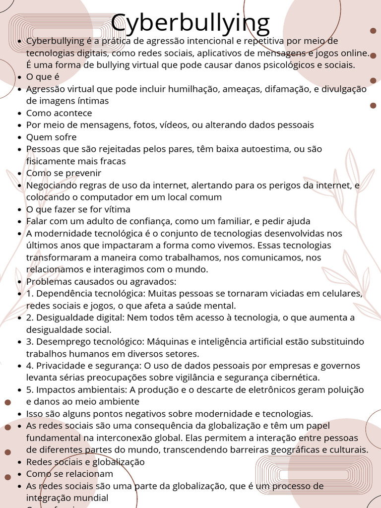Entenda o Cyberbullying e Seus Efeitos | PDF | Cyberbullying | Comunicação