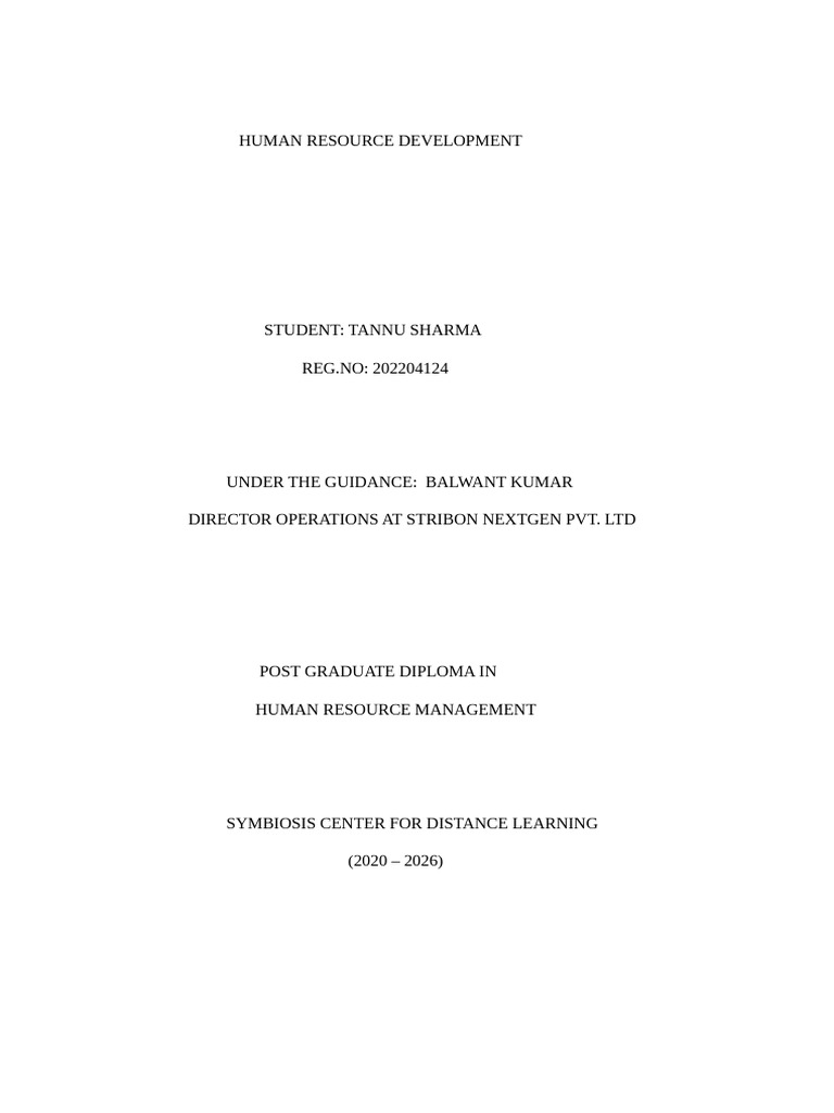 Human Resource Development Project | PDF | Employee Retention | Compensation And Benefits