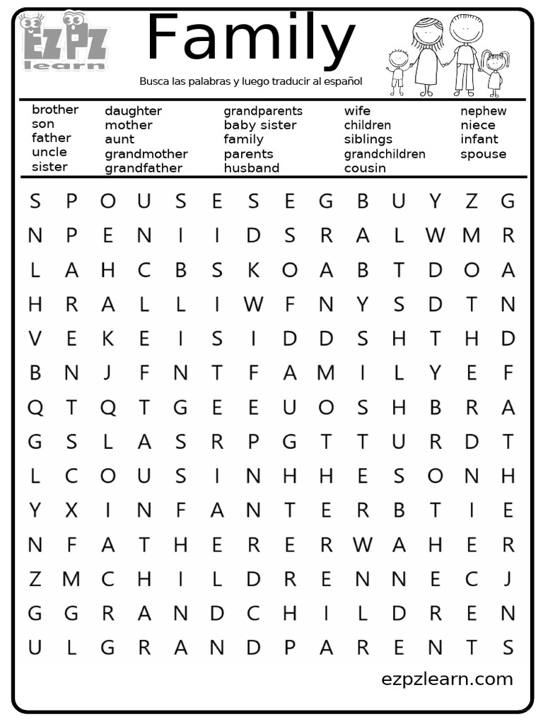 Family Word Search 24 Words | PDF