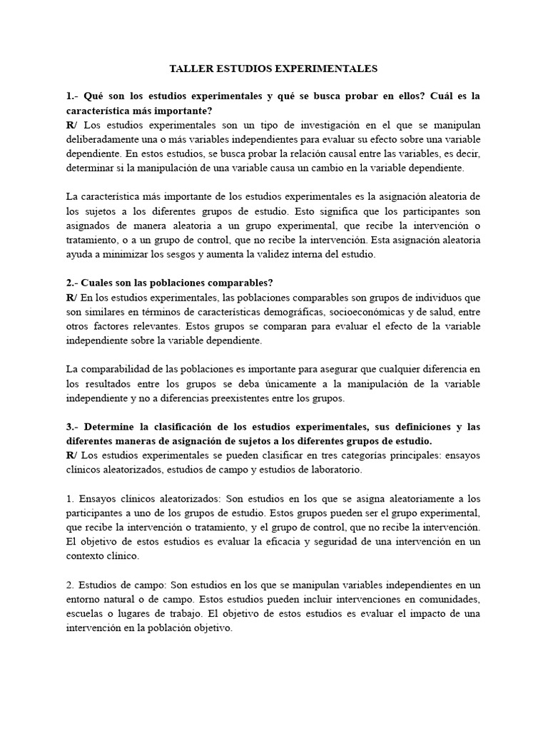 Estudios Experimentales | PDF | Experimentar | Parcialidad