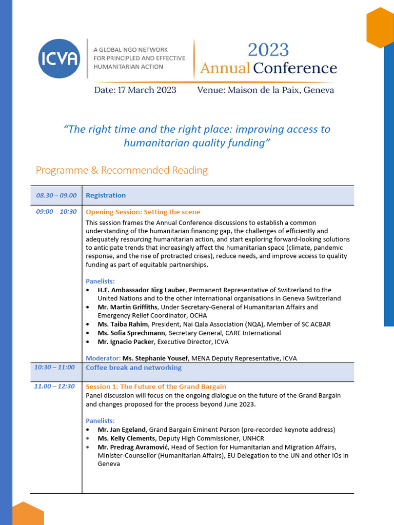 ICVA 2023 Annual Conference Programme and Recommended Reading 9 March ...